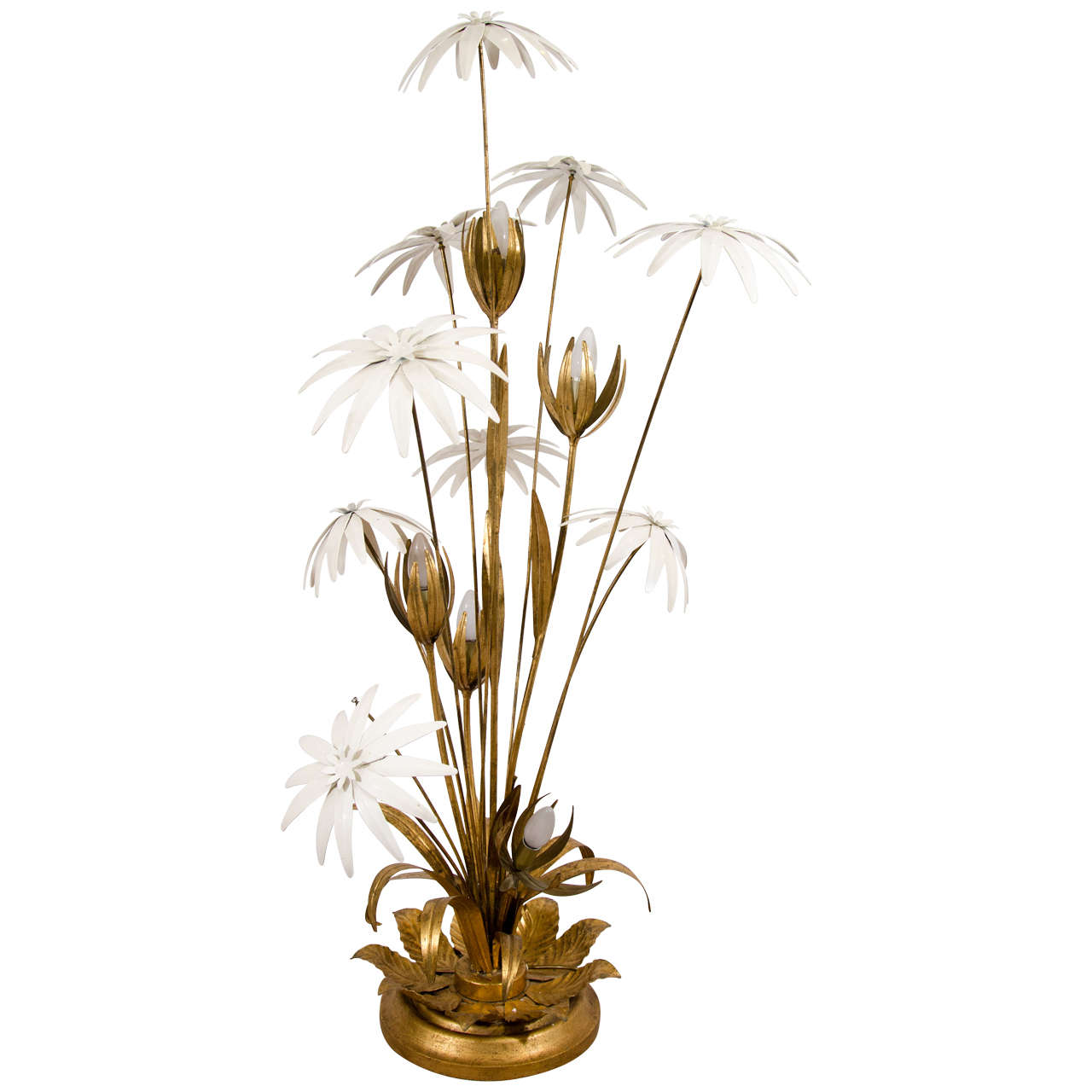 French Tole Sculptural Flower Form Floor Lamp at 1stDibs