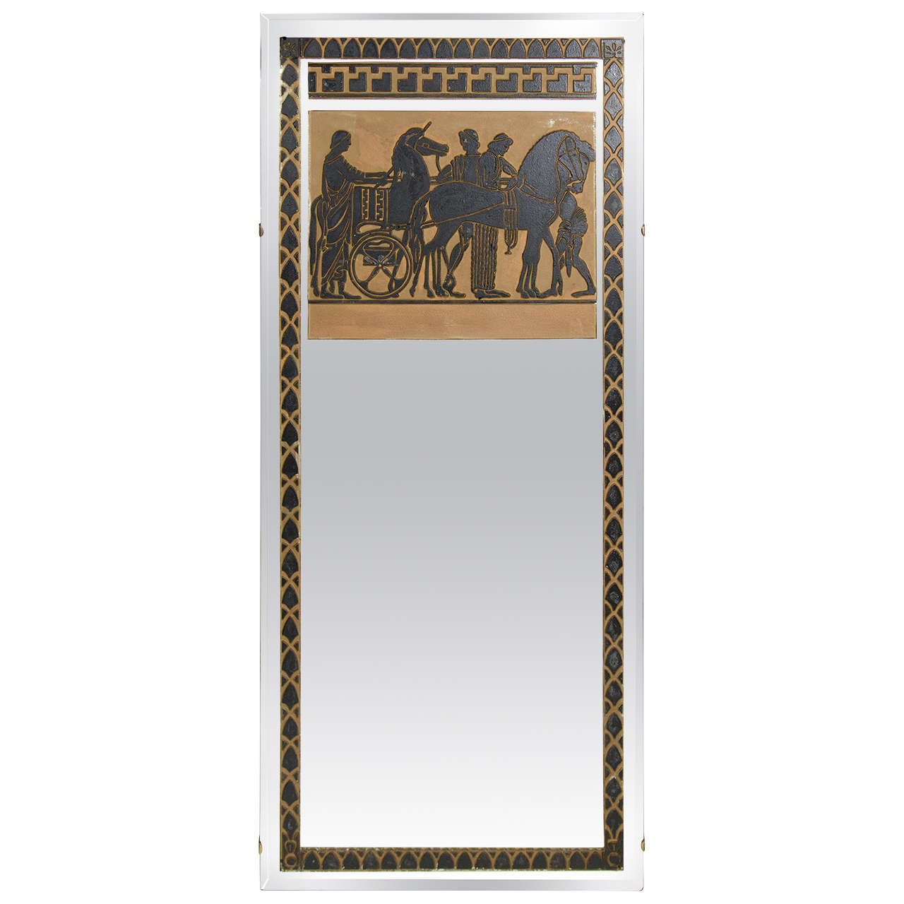 Art Deco Trumeau Mirror with Ancient Greek Scene at 1stDibs