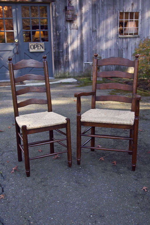 Custom Set of Eight English Bobble Top Ladder Back Chairs For Sale at ...