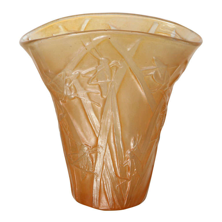 Lalique France - Vase Poseidon Clear and Orange Crystal - NEW For Sale ...