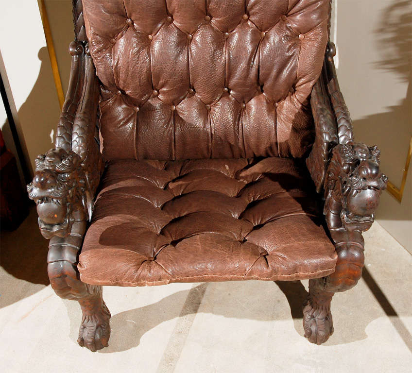 Chinese Carved Dragon Armchair For Sale at 1stDibs | dragon chair ...