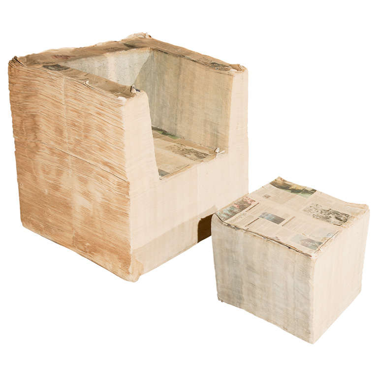 Niels Hvass Newspaper Chair and Ottoman For Sale at 1stDibs