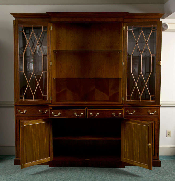 English Walnut Glazed Door Breakfront For Sale at 1stDibs