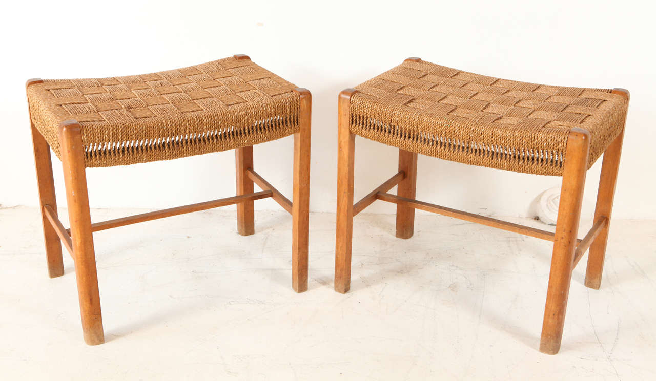 Small Danish Woven Rush Benches at 1stDibs | small benches, small woven ...