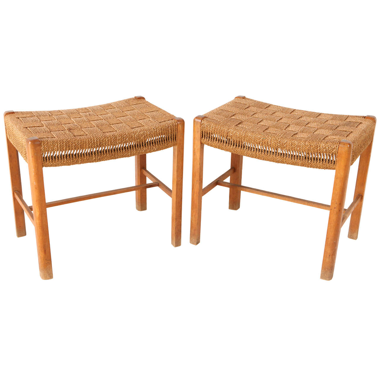 Small Danish Woven Rush Benches at 1stDibs | small benches, small woven ...