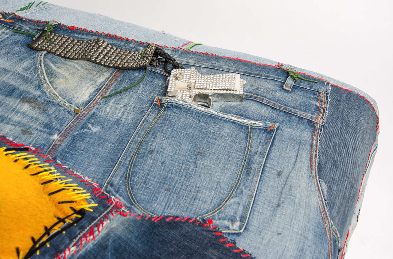 Vintage Denim Bench at 1stDibs