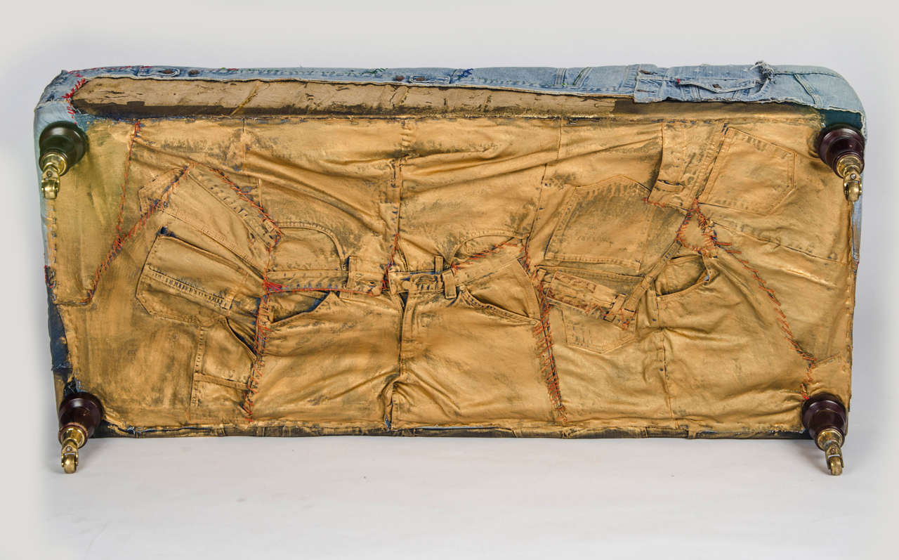 Vintage Denim Bench at 1stDibs