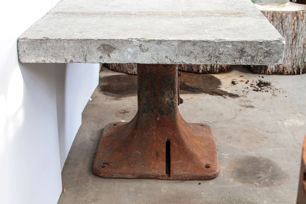 French Blue Stone Top Industrial Outdoor Console Table at 1stDibs ...