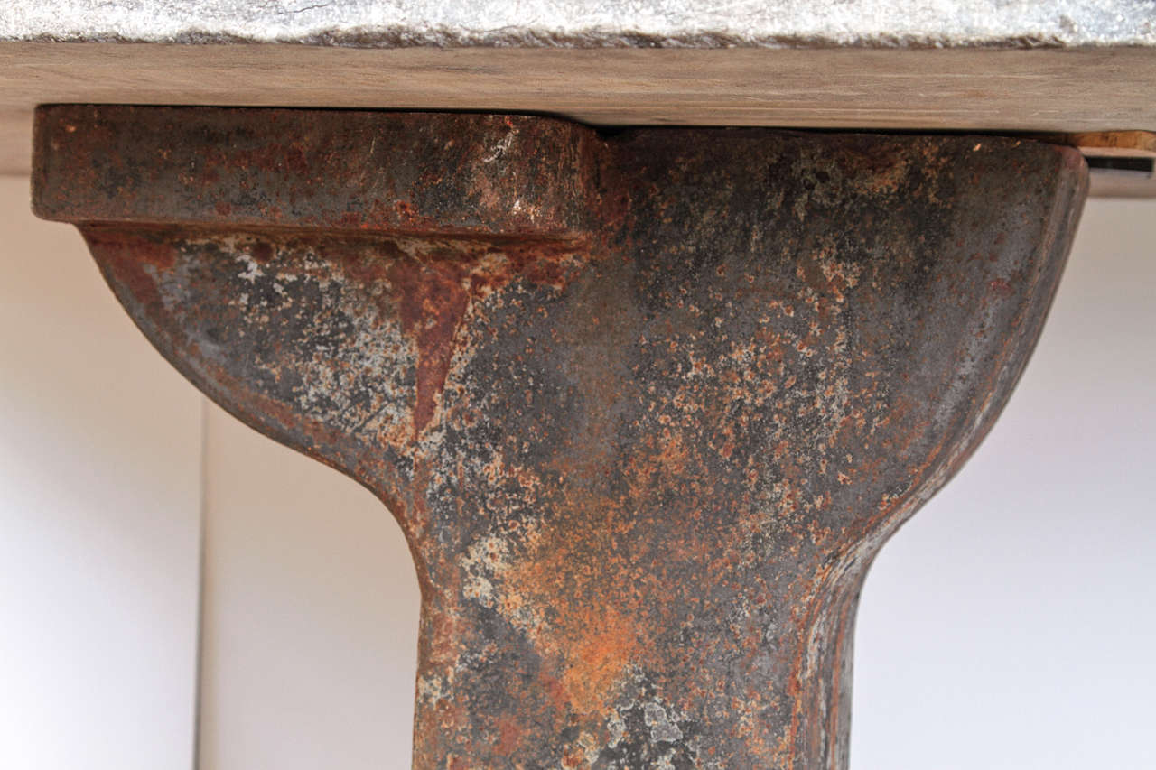 French Blue Stone Top Industrial Outdoor Console Table at 1stDibs ...