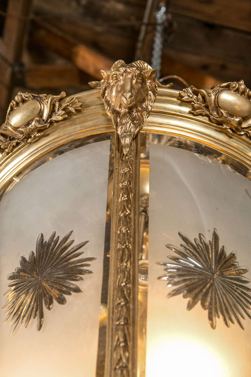 Pair of Palatial Empire Doré Bronze Ram's Head Lanterns at 1stDibs