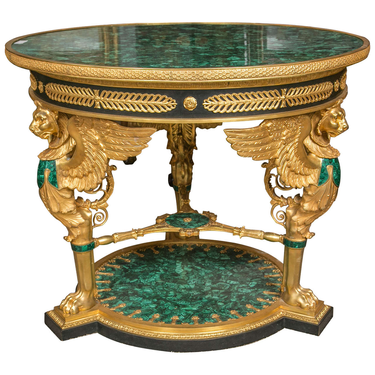 Fine Doré Bronze and Malachite Green Russian Figural Center Table at ...