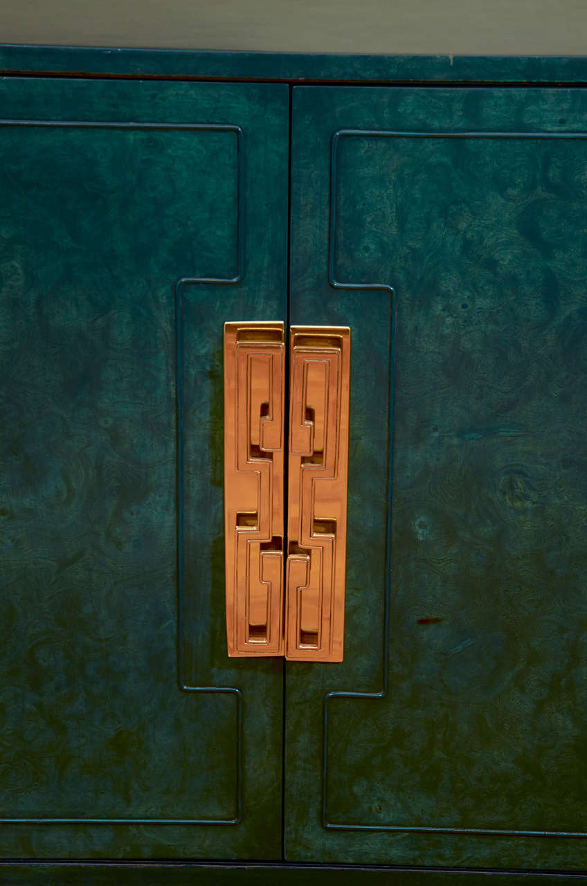 Mid Century Green Aniline Dyed Credenza by Mastercraft at 1stDibs