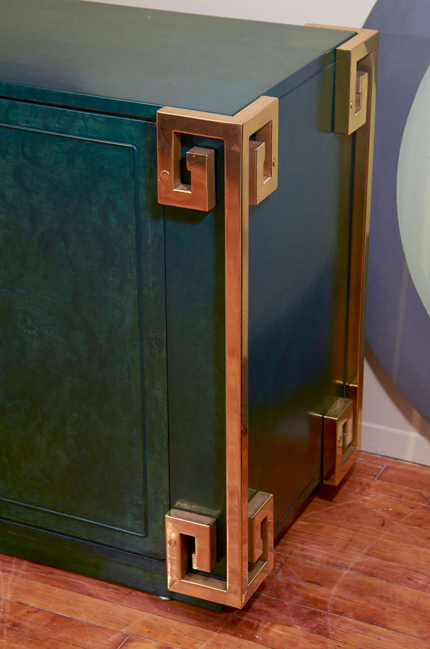 Mid Century Green Aniline Dyed Credenza by Mastercraft at 1stDibs