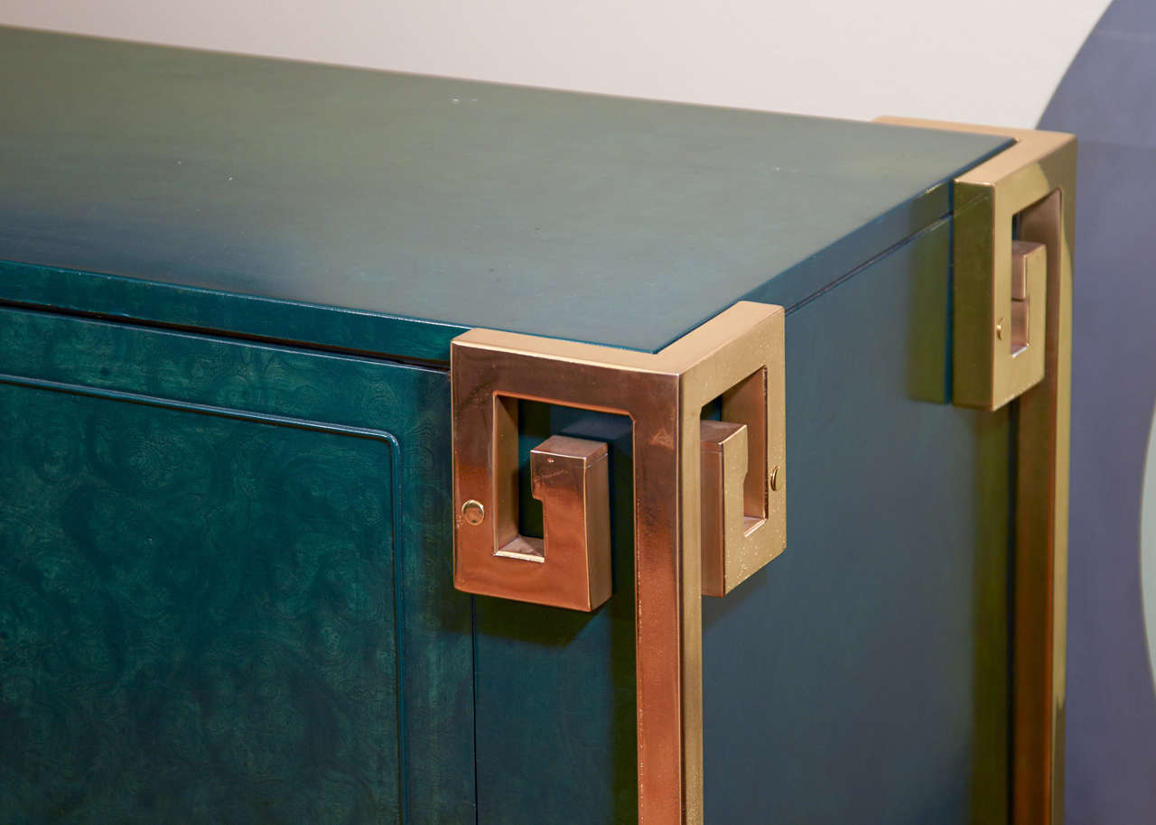 Mid Century Green Aniline Dyed Credenza by Mastercraft at 1stDibs