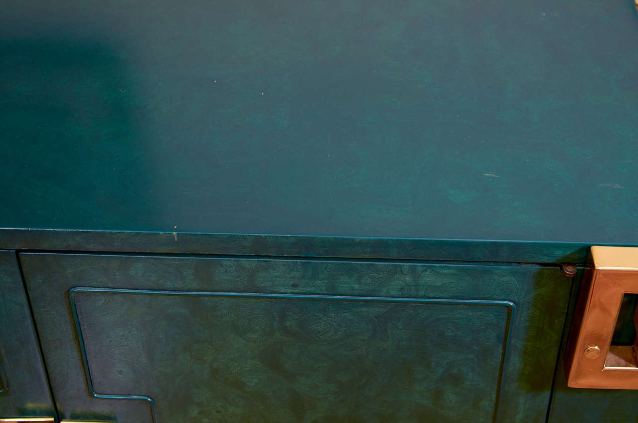 Mid Century Green Aniline Dyed Credenza by Mastercraft at 1stDibs