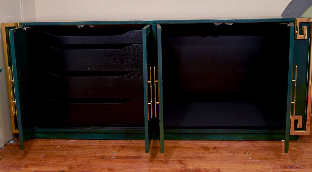 Mid Century Green Aniline Dyed Credenza by Mastercraft at 1stDibs