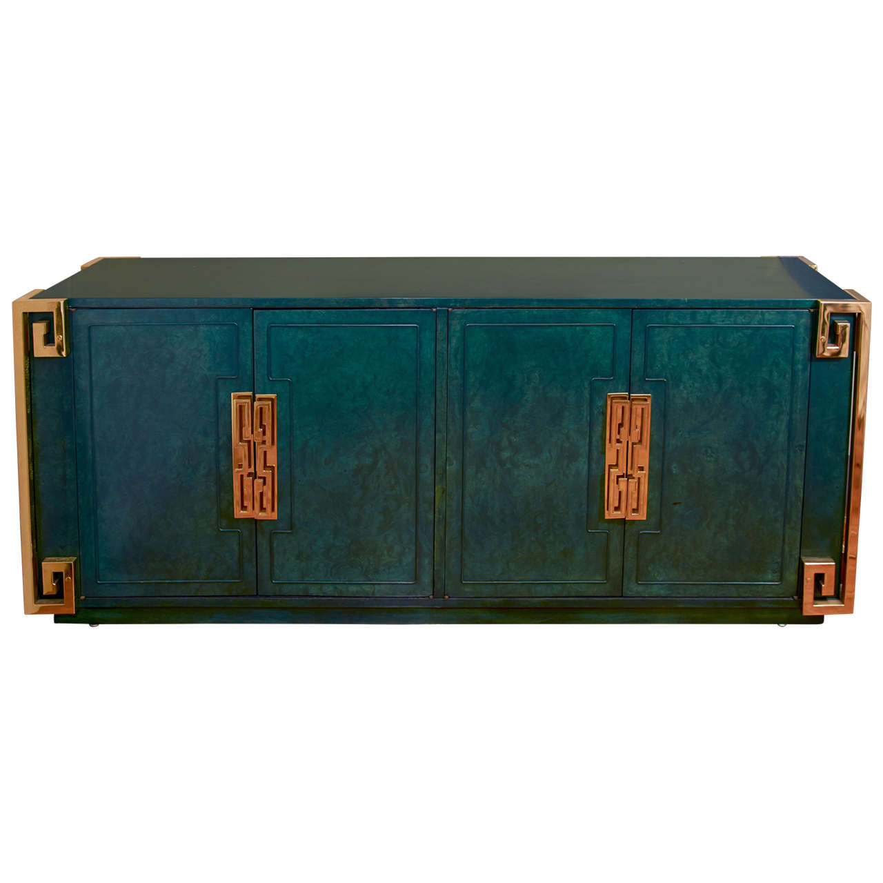Mid Century Green Aniline Dyed Credenza by Mastercraft at 1stDibs