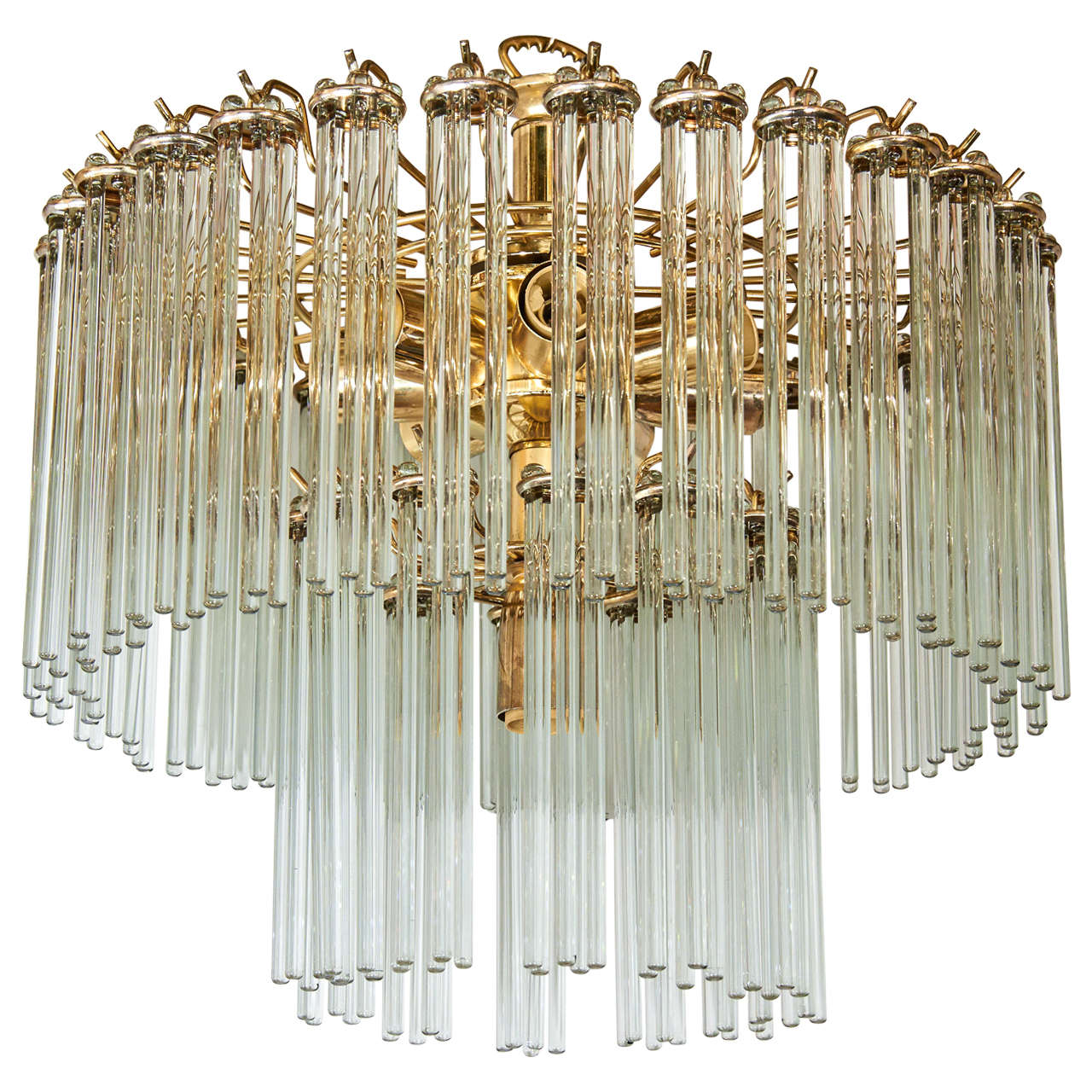 A Midcentury Two-Tier Brass and Glass Chandelier by Staff at 1stDibs ...