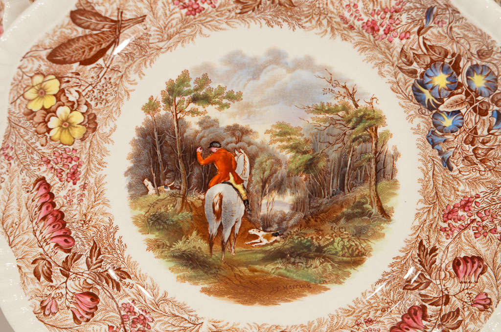 Set of 14 Copeland Spode Hunt Scene Dinner Plates at 1stDibs