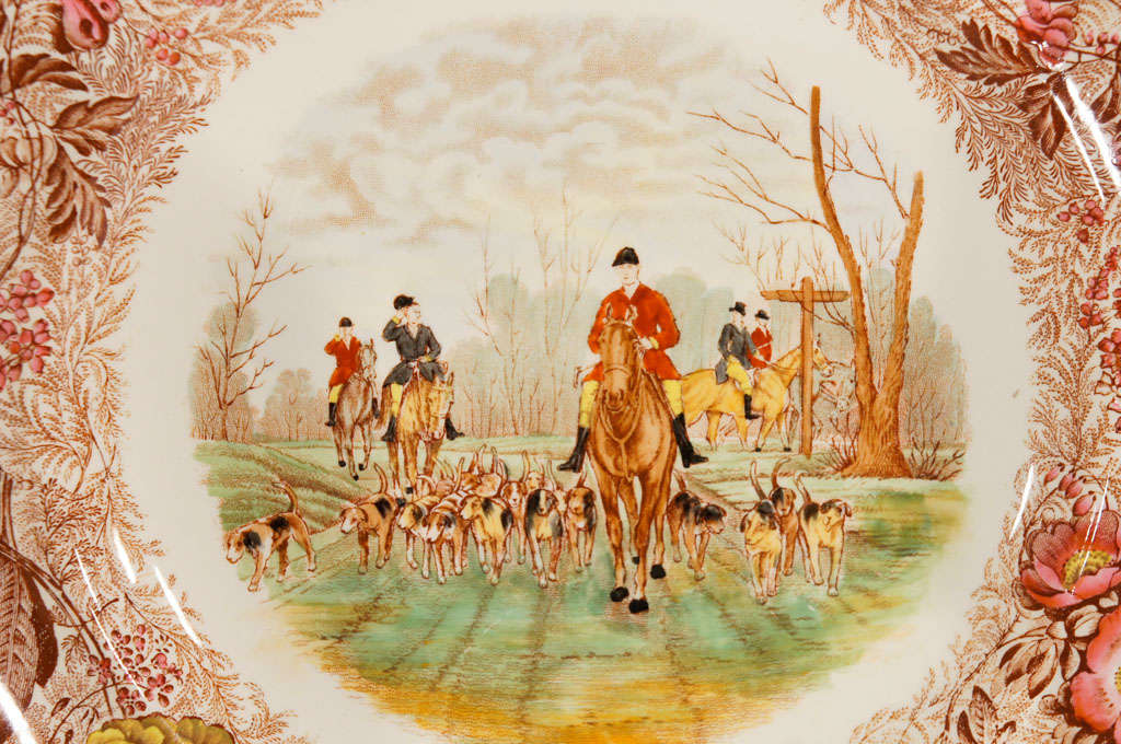 Set of 14 Copeland Spode Hunt Scene Dinner Plates at 1stDibs