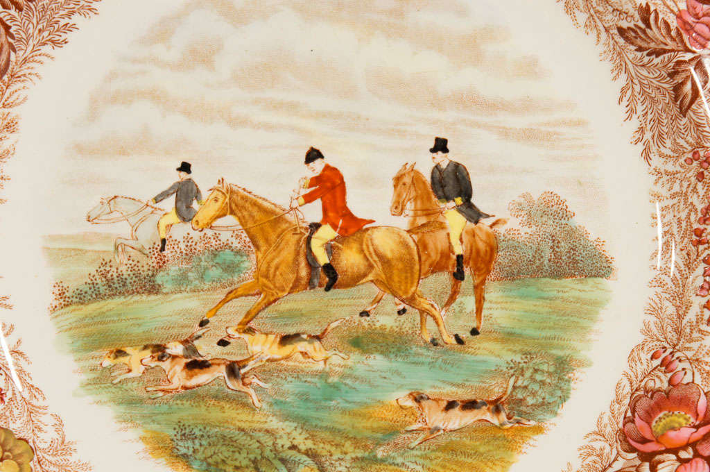 Set of 14 Copeland Spode Hunt Scene Dinner Plates at 1stDibs