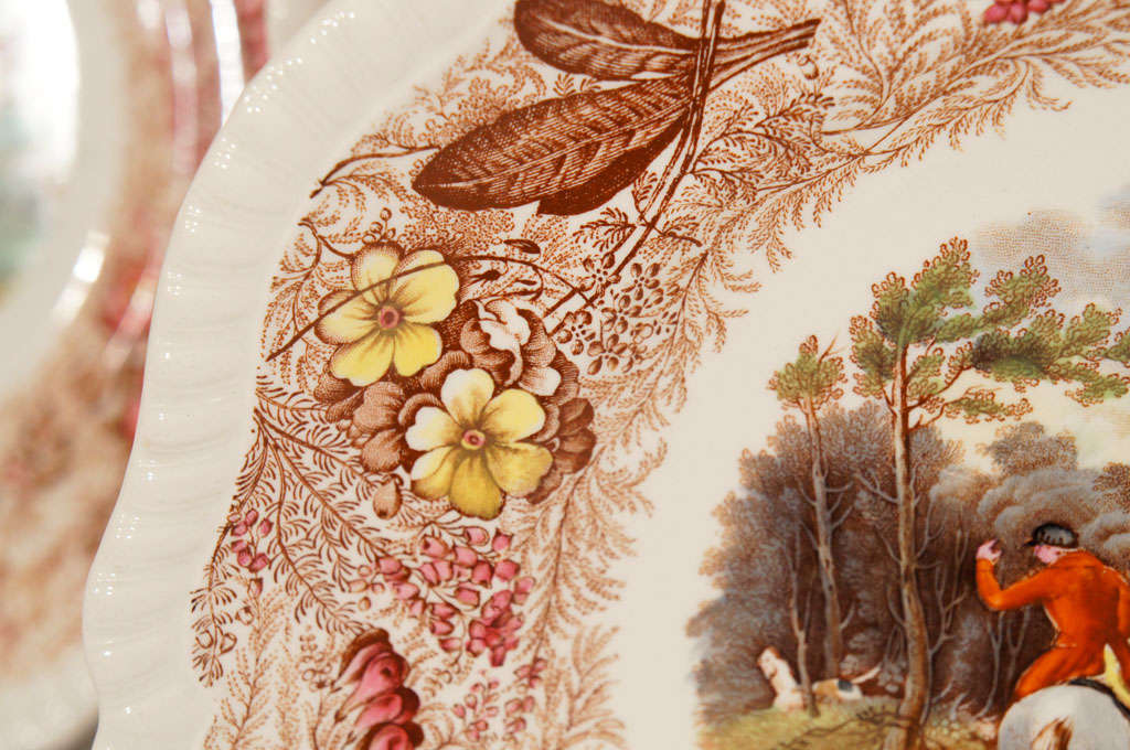 Set of 14 Copeland Spode Hunt Scene Dinner Plates at 1stDibs