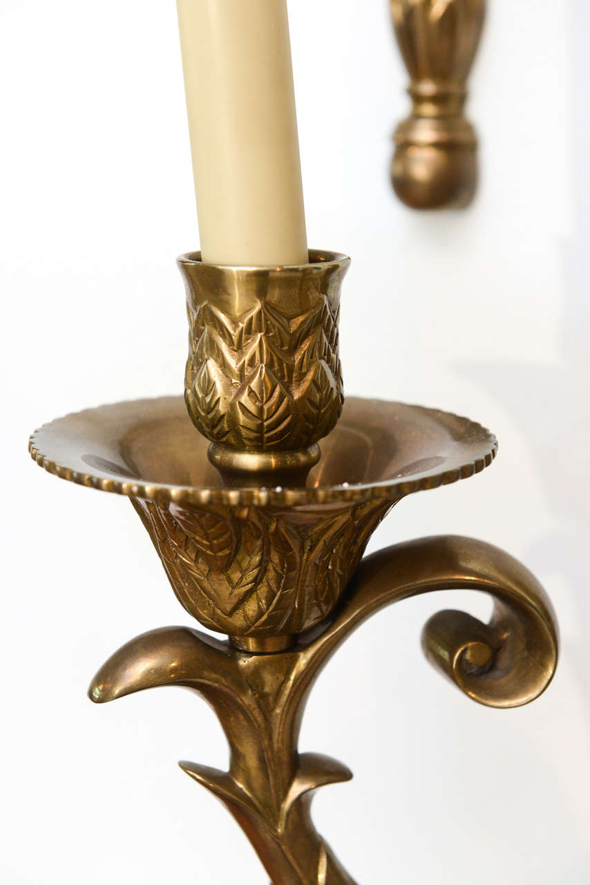 Pair of Large Empire Revival Bronze Two-Light Wall Appliques, France ...
