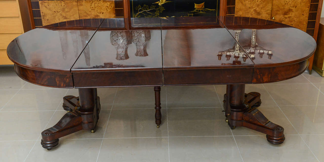 A Fine French Empire Mahogany Concertina Action Extension Dining Table ...