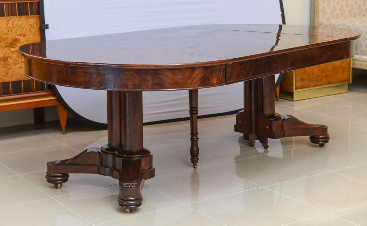 A Fine French Empire Mahogany Concertina Action Extension Dining Table ...