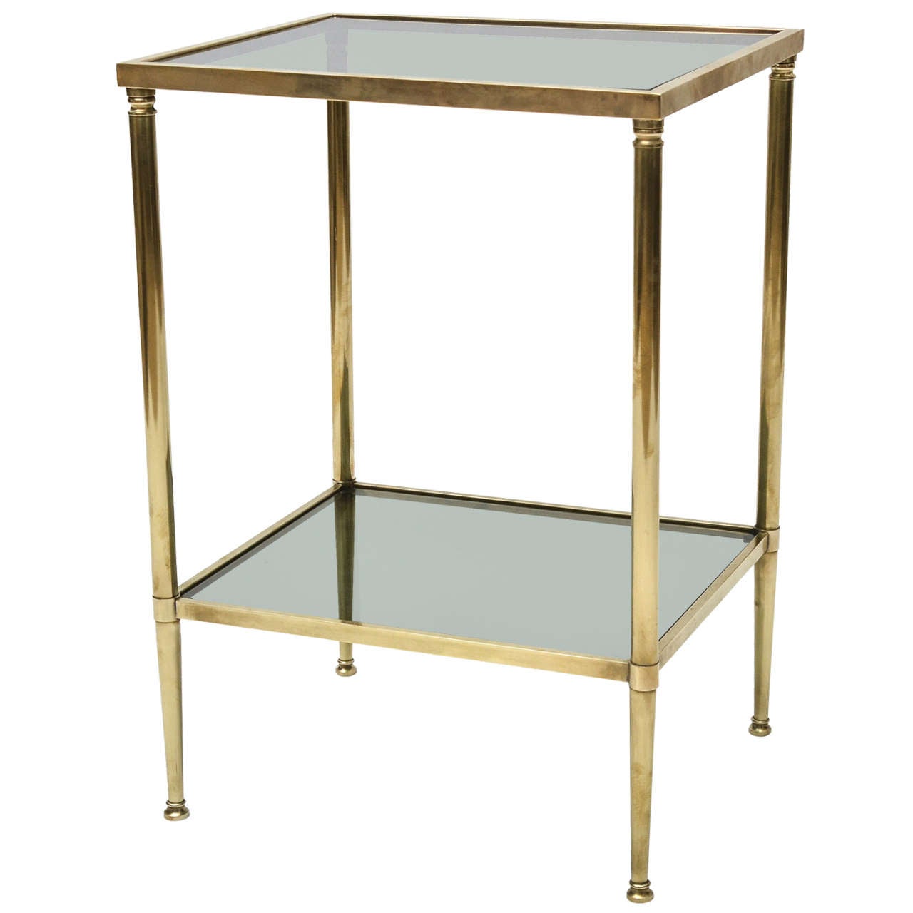 Mid-Century Modern French Brass and Glass Two-Tier Side Table at 1stDibs
