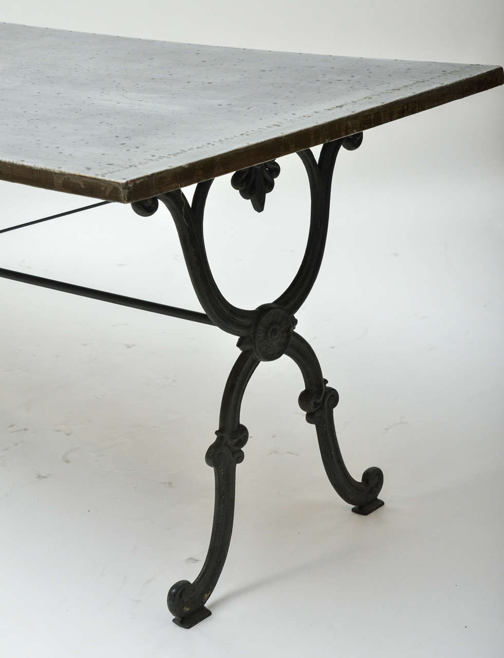 19th Century Cast Iron Base Writing or Dining Table with New Antiqued ...