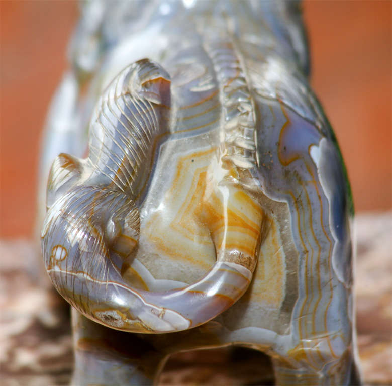 Large Chinese19th Century Carved Agate Foo Dog at 1stDibs