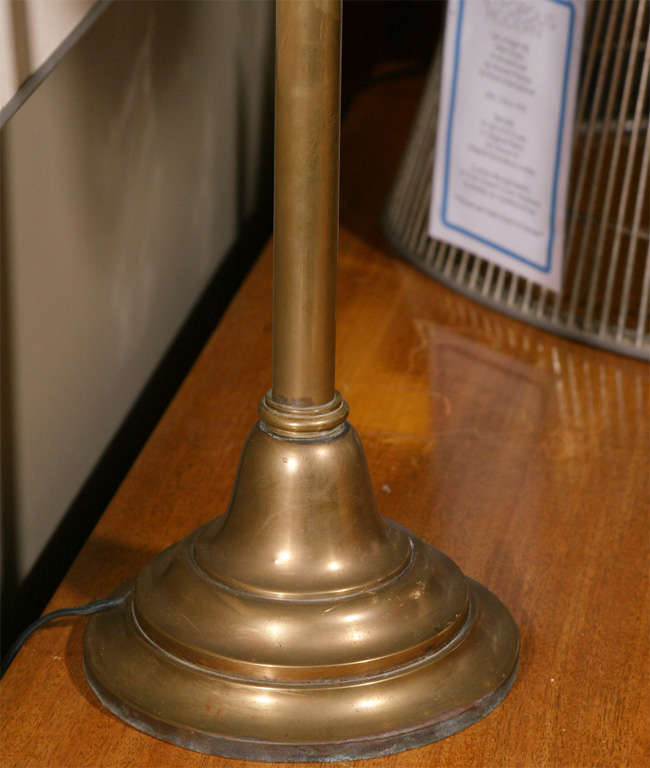 Vintage Brass Library Lamp with Milk Glass Shade at 1stDibs