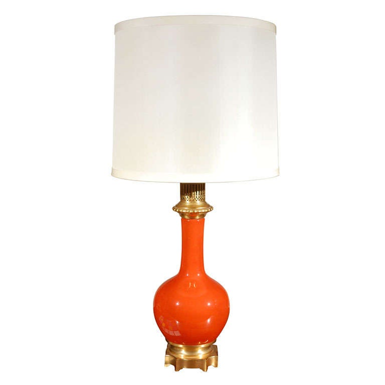Glazed Orange Lamp For Sale at 1stDibs