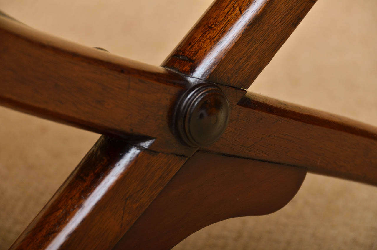 19th Century Mahogany X-Frame Leather Stool at 1stDibs