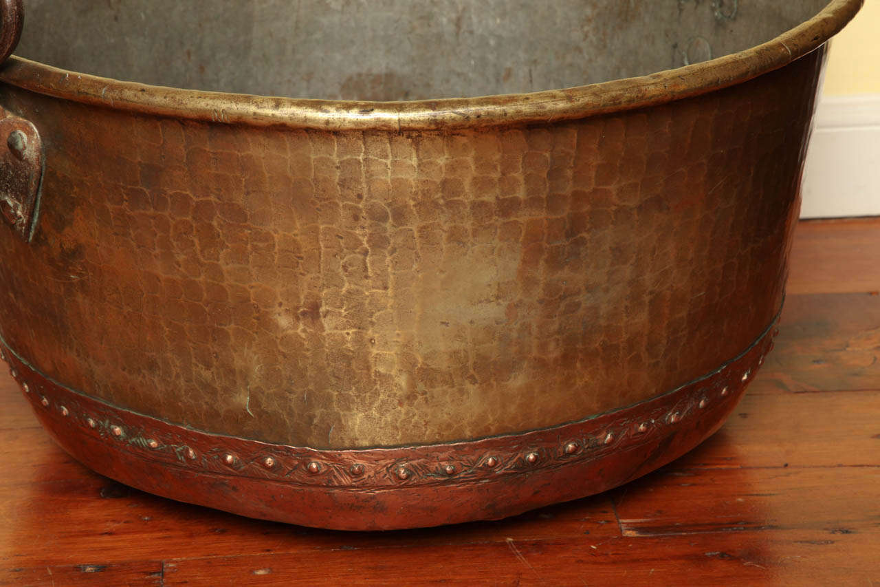 Large Scale Hand Hammered and Riveted Copper and Brass Log Bucket c ...
