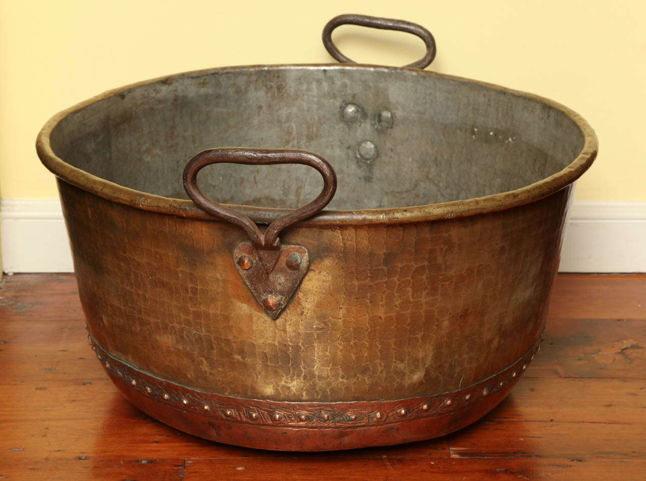 Large Scale Hand Hammered and Riveted Copper and Brass Log Bucket c ...