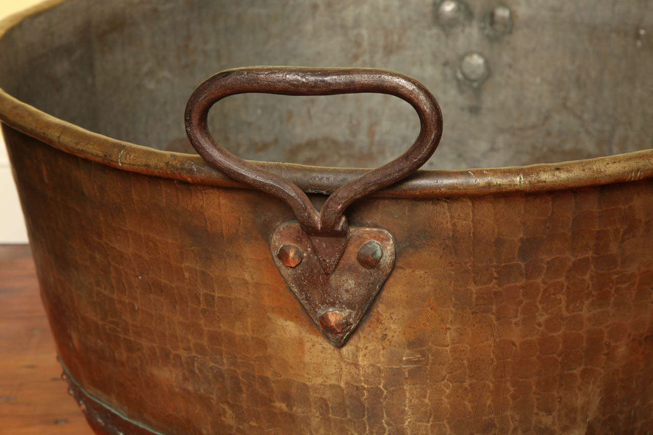 Large Scale Hand Hammered and Riveted Copper and Brass Log Bucket c ...