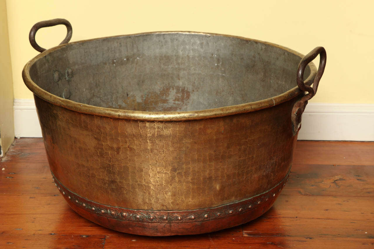 Large Scale Hand Hammered and Riveted Copper and Brass Log Bucket c ...