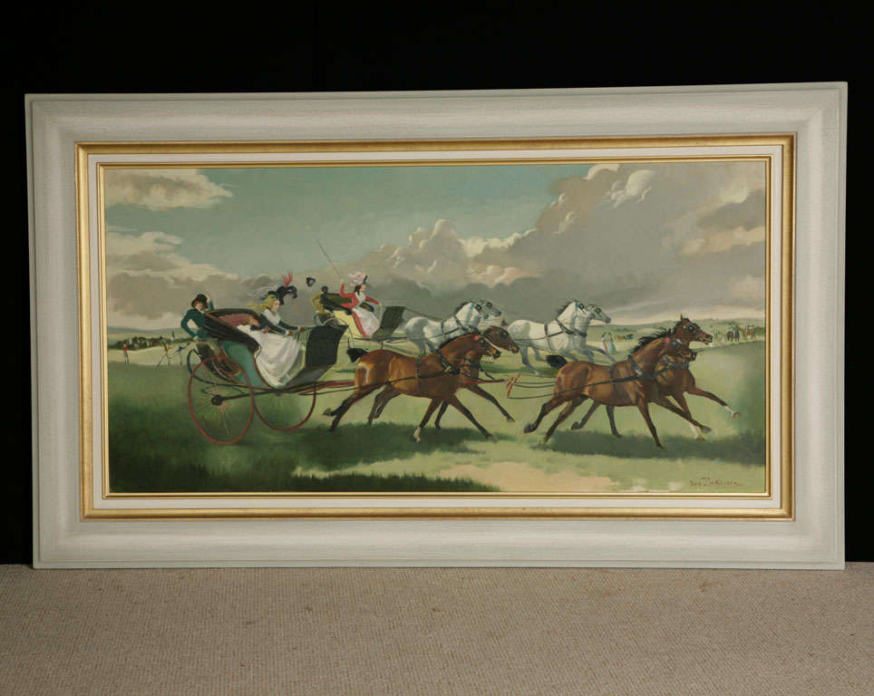 Doris Claire Zinkeisen oil on canvas painting, England circa 1960 For ...