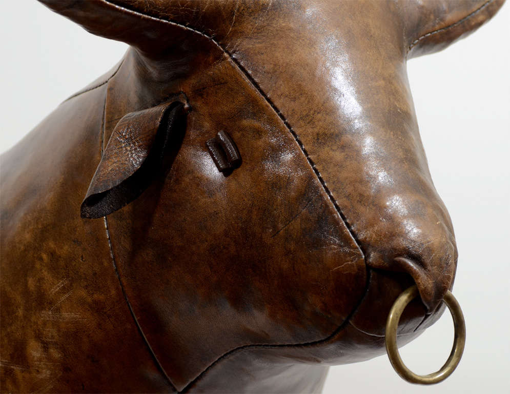 MId Century Abercrombie and Fitch Leather Bull by Omersa at 1stDibs