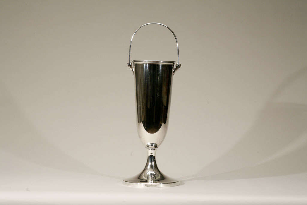 German Silver Plate Footed Wine Bucket W/Insert and Handle at 1stDibs