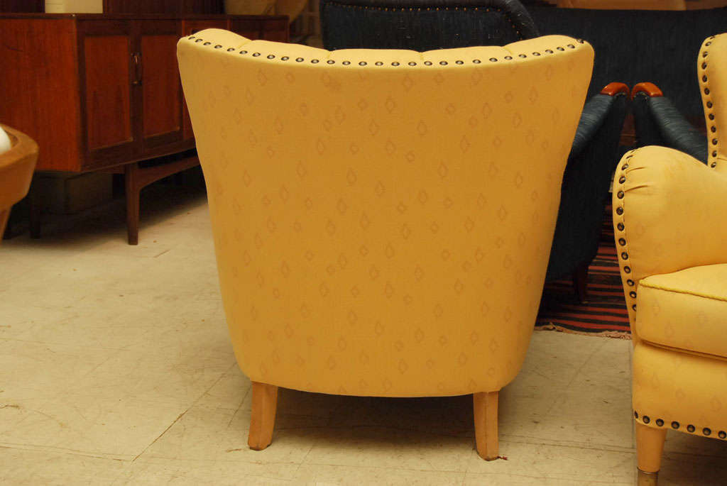 Pair of Yellow Club Chairs at 1stDibs