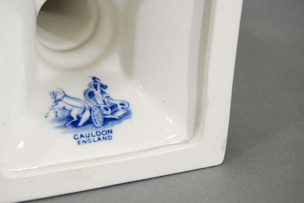 Pair of Cauldon Porcelain Candlesticks Blue and White Transfer at ...