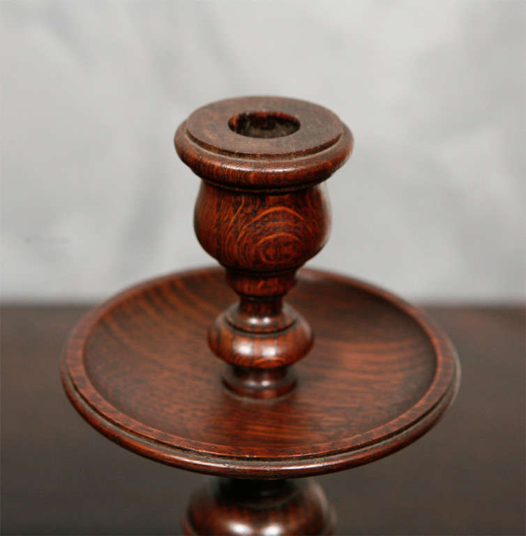 Pr Antique Turned Wood Candlesticks at 1stDibs