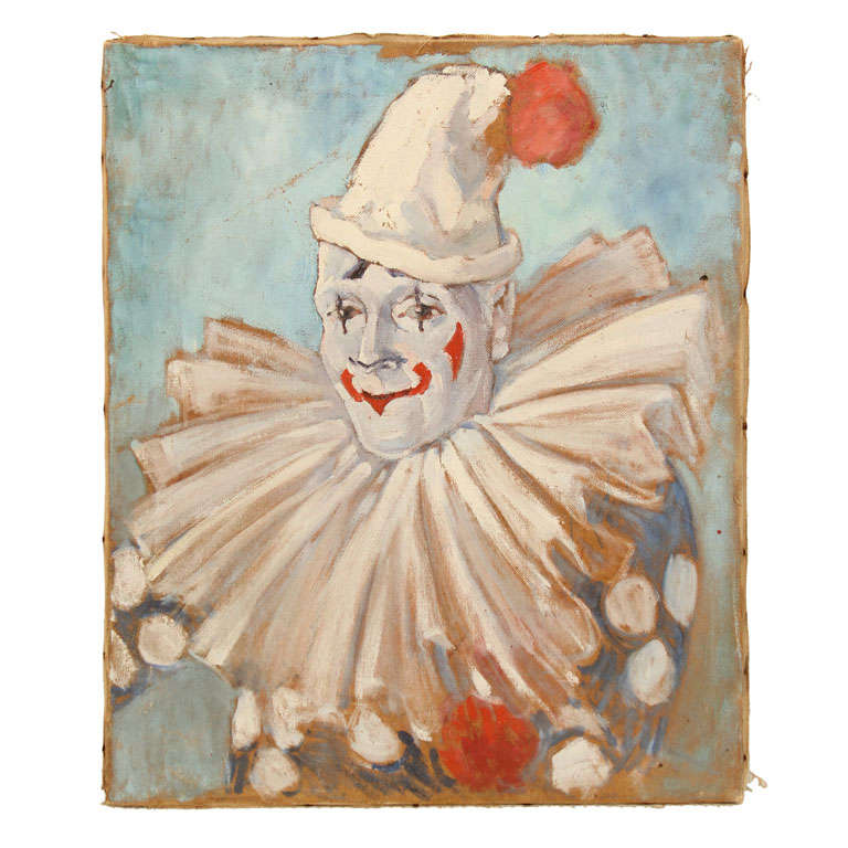 Oil on Canvas Clown Painting at 1stDibs