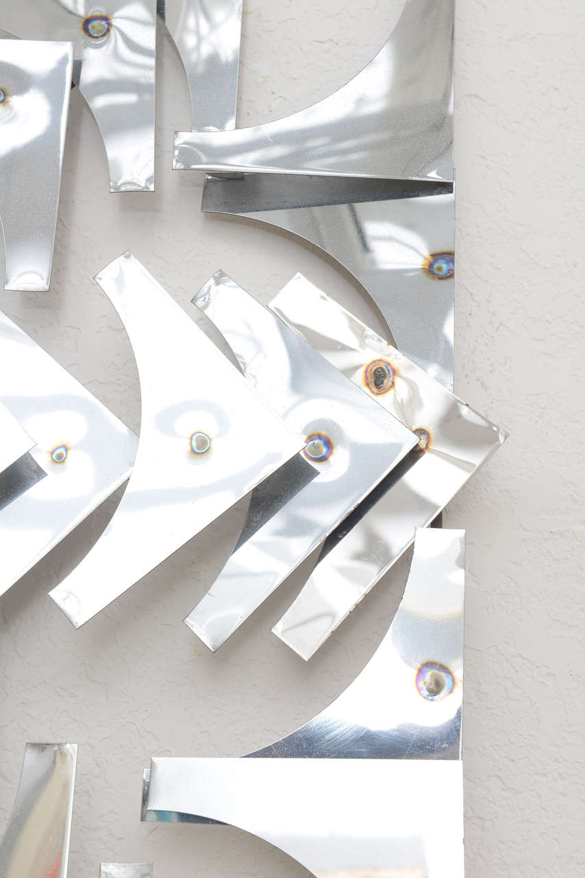 1970s, Mid-Century Modern, Pop Art, Polished Chrome, Square, 3-D Wall ...