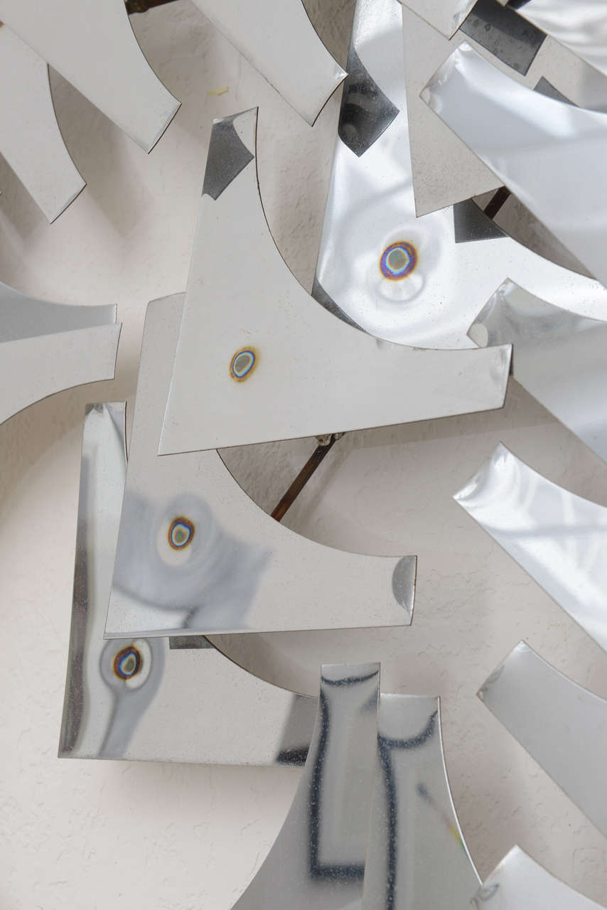 1970s, Mid-Century Modern, Pop Art, Polished Chrome, Square, 3-D Wall ...