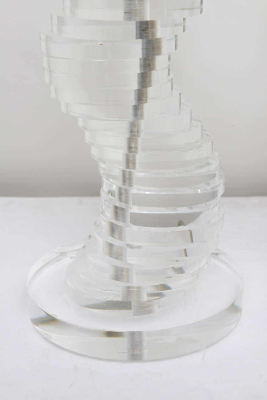 Pair of C. Hollis Jones Style, Marlee, Lucite, Spiral-Disc, Columnar ...