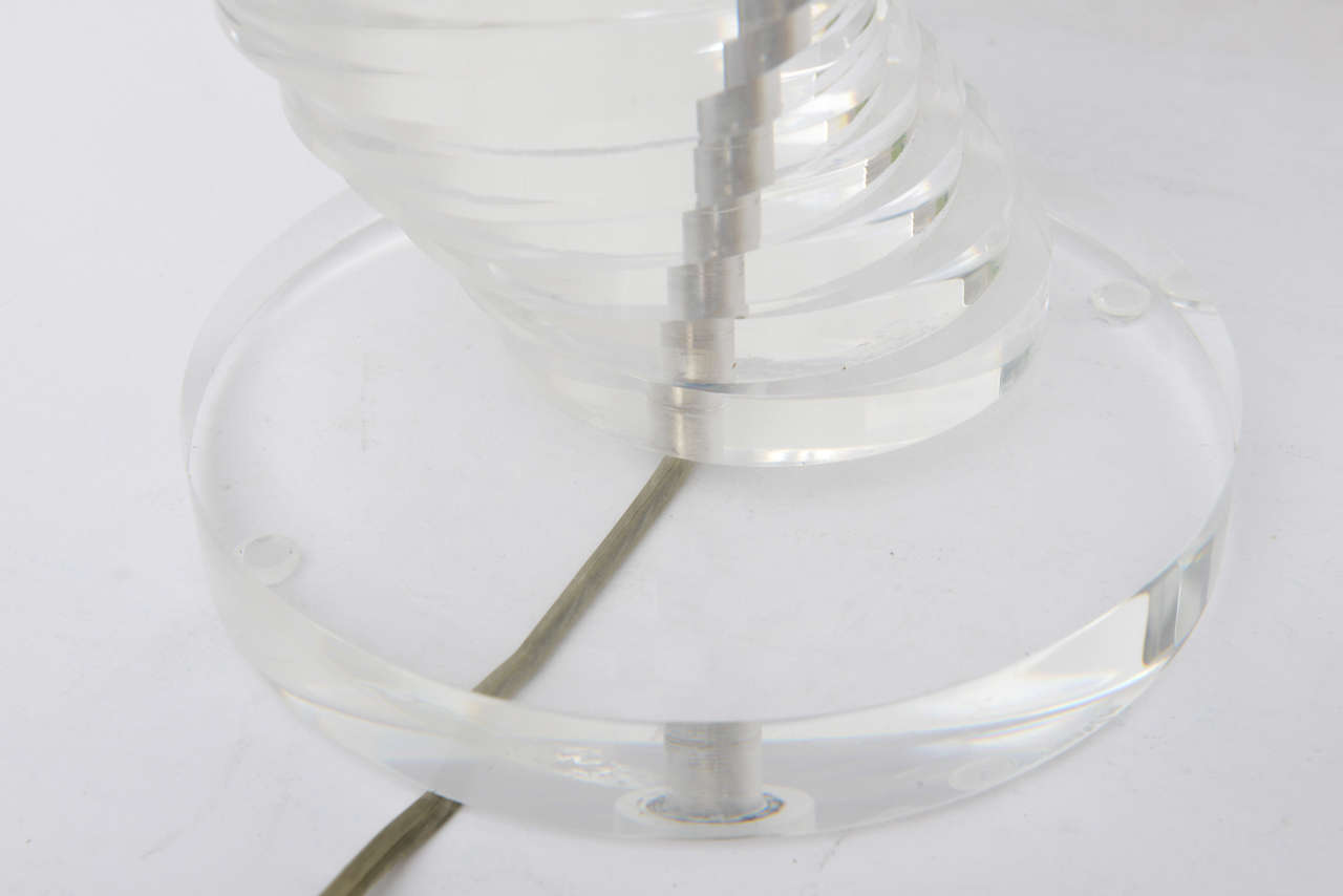 Pair of C. Hollis Jones Style, Marlee, Lucite, Spiral-Disc, Columnar ...